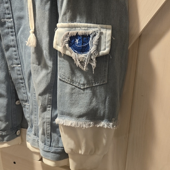 Jackets & Coats | Hanakokun Denim Anime Jacket With White Accents ...